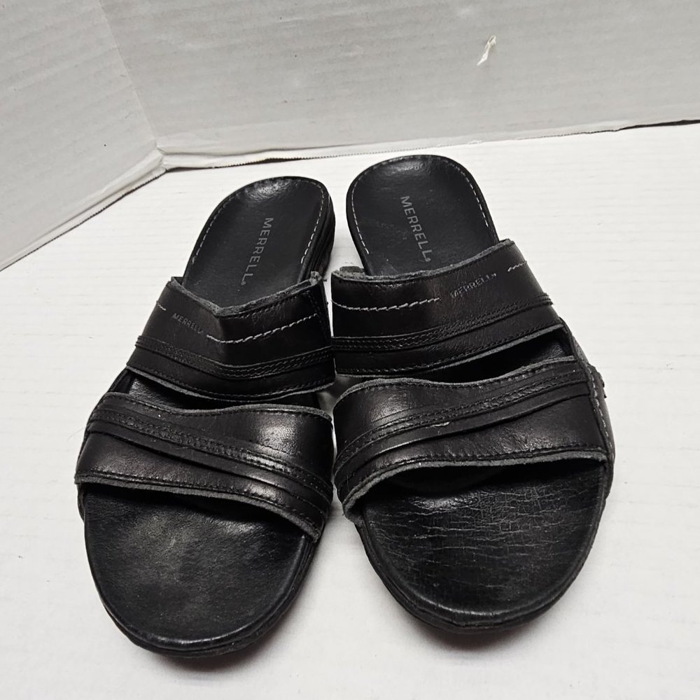 Merrell Piccolo Black Slides Sandals Slip On Leather … - Gem